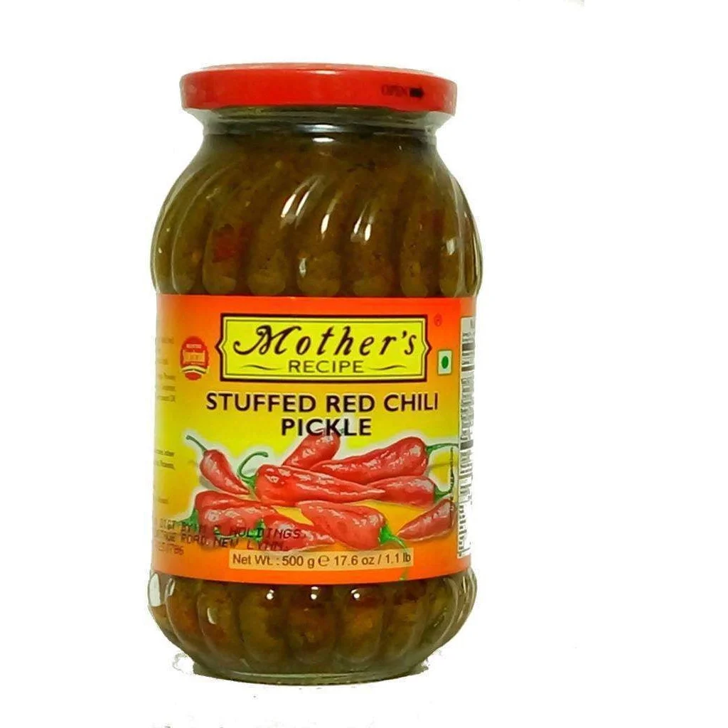 Buy Online Mother's Stuffed Red Chilli Pickle - 17.5 Oz (500 Gm) | NJ USA
